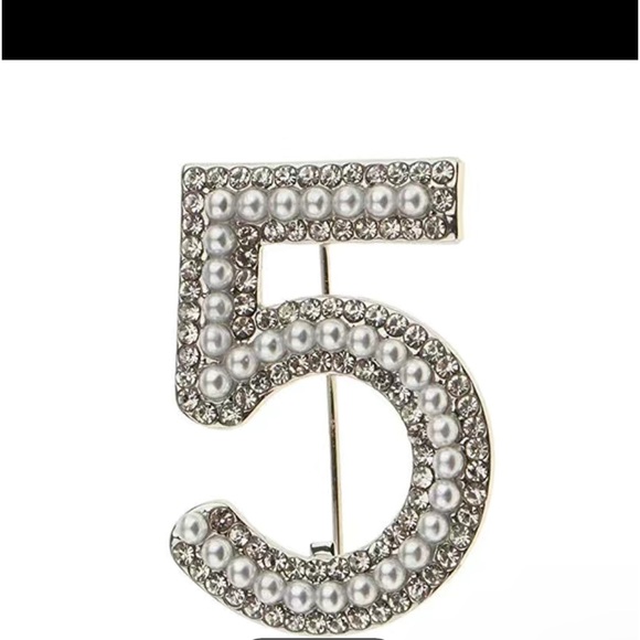 Jewelry | Silver Number 5 Brooch Pearl | Poshmark